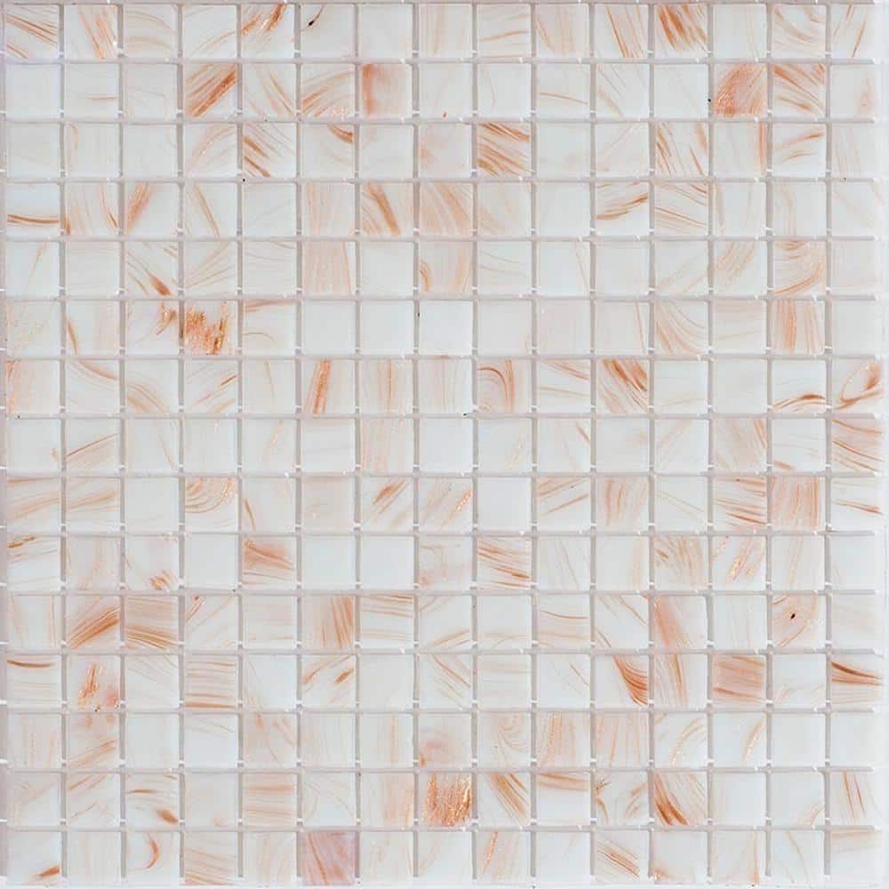 Apollo Tile Celestial Glossy Bone White 12 in. x 12 in. Glass Mosaic ...