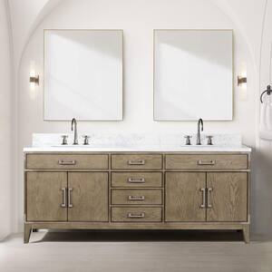 Lexora Fossa 72 in W x 22 in D Grey Oak Double Bath Vanity and Carrara ...
