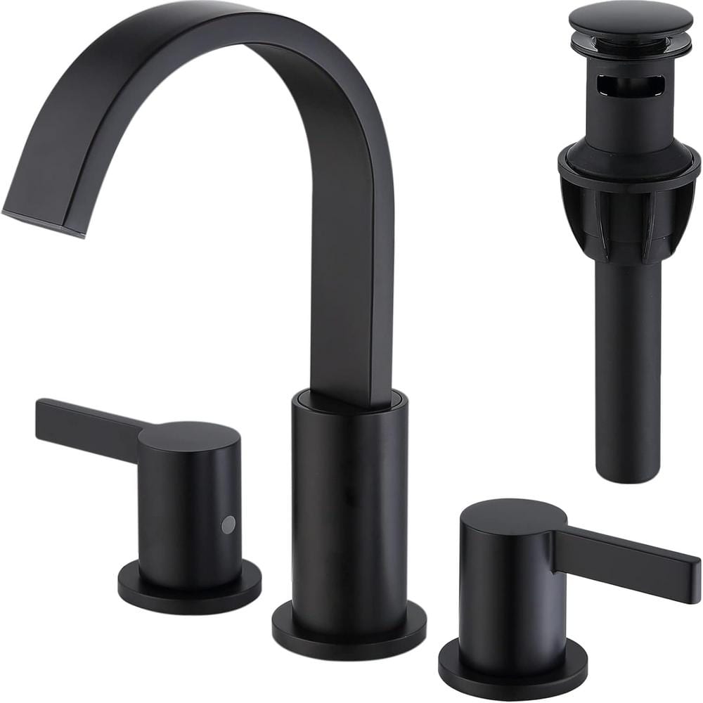 TRUSTMI Brass 8 in. Widespread Double Handle Bathroom Faucet with Pop ...