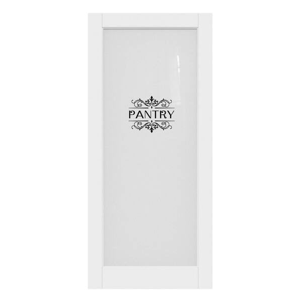 ARK DESIGN 34 in. x 80 in. 1-Lite Tempered Frosted Glass White Primed ...