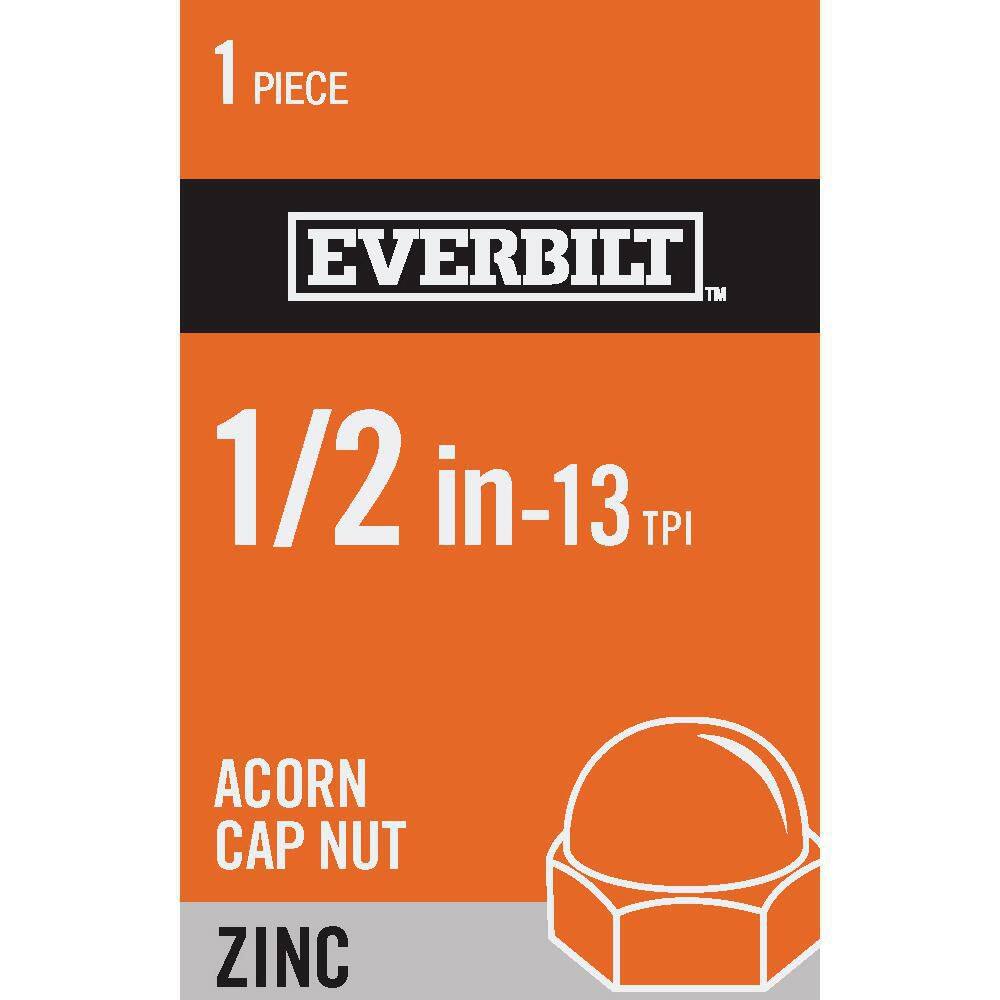 Everbilt 1 2 In 13 Zinc Plated Cap Nut 829051 The Home Depot everbilt-1-2-in-13-zinc-plated-cap-nut-829051-the-home-depot