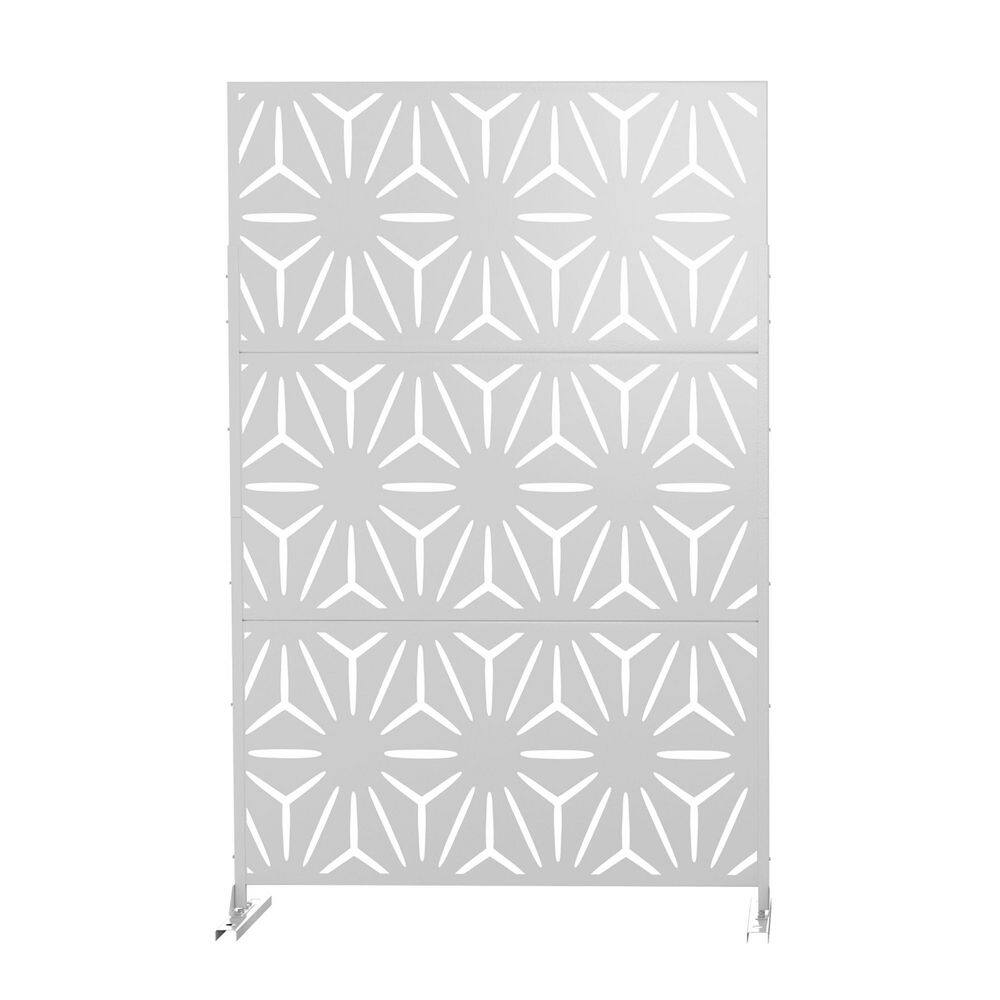 SpassWay 6 ft. H x 4 ft. W Metal Privacy Screen Fence Panel White AHD ...