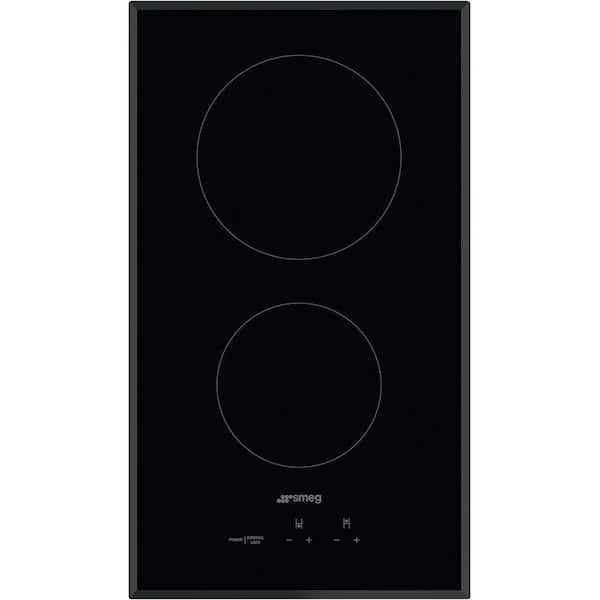 smeg 12" Ceramic Electric Cooktop. 2 Zones. Beveled Edges. Black ...