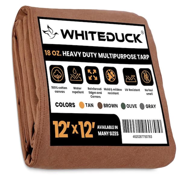 WHITEDUCK 18 oz. Canvas Tarp 12 x 12 Brown PI-KG5Q-690Y - The Home Depot