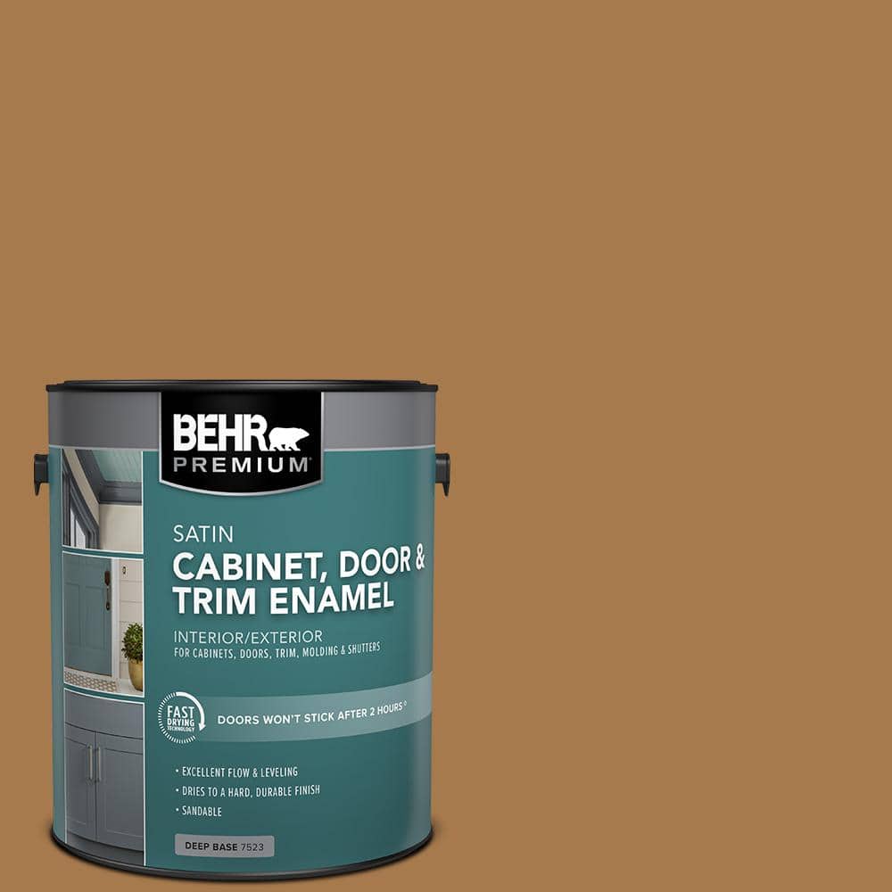 BEHR PREMIUM 1 gal. #HDC-CL-18A Butter Caramel Satin Enamel Interior ...