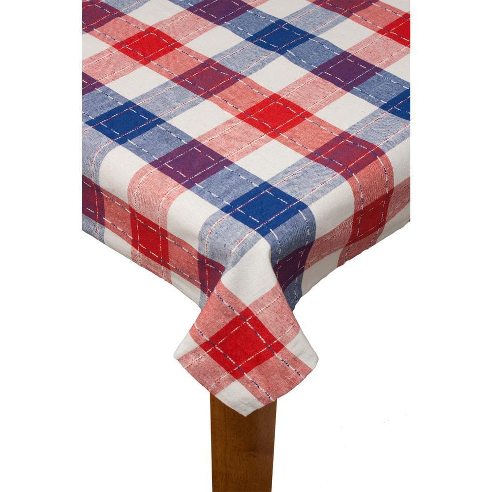 Lintex Americana Plaid 60 in. x 84 in. Red 100% Cotton Tablecloth ...