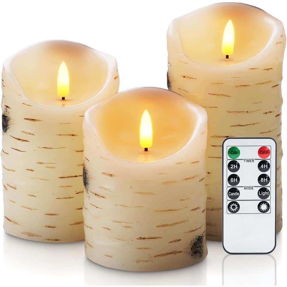 Birch LED Candles with Remote Timers, Battery Operated Flameless ...