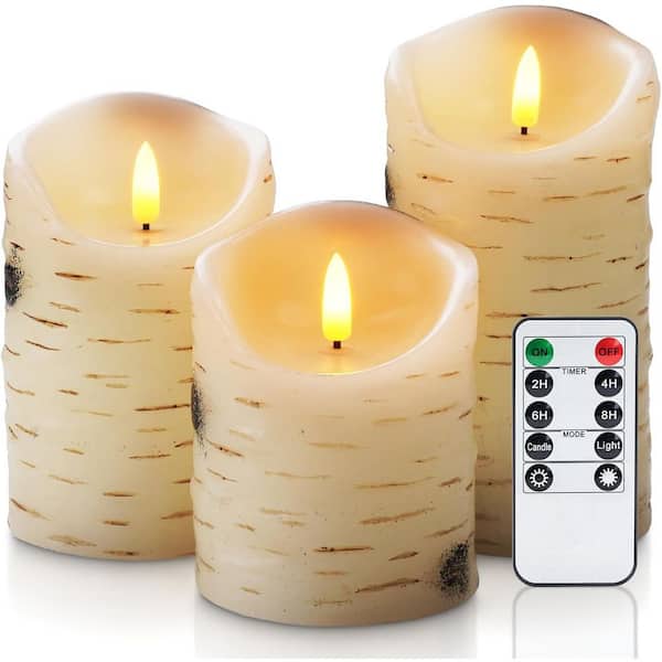 Birch LED Candles with Remote Timers, Battery Operated Flameless ...