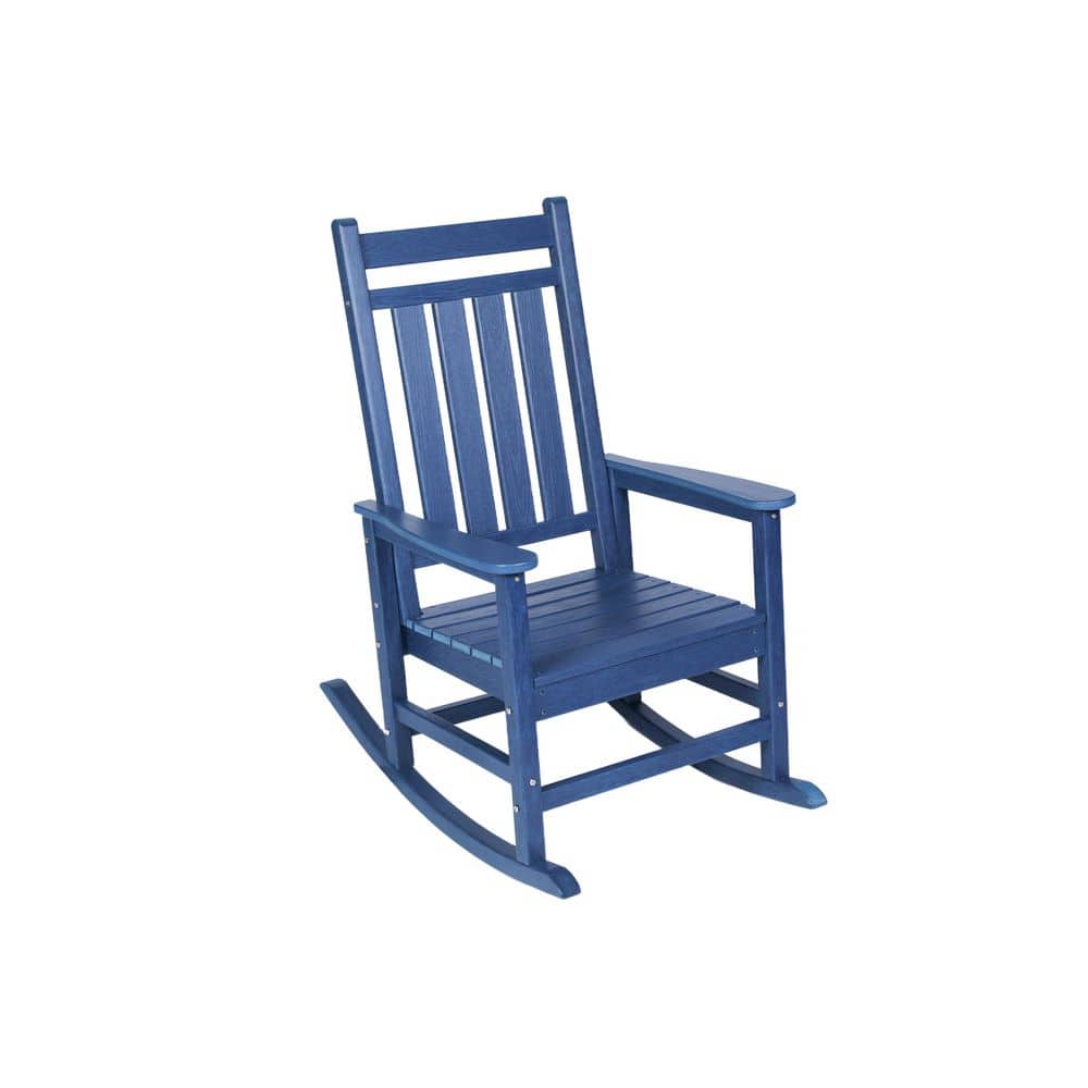 Navy Blue Oversized Plastic Outdoor Rocking Chair All Weather Resistant ...