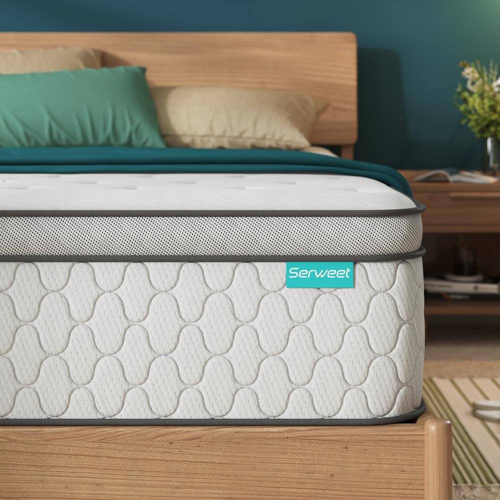 Serweet 8 in. Medium Memory Foam Hybrid 5-Zone Innerspring Europe Top ...