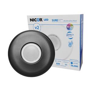 NICOR SureFit(v2) 5.2 in. Round Oil-Rubbed Bronze Ultra Slim LED Flush ...