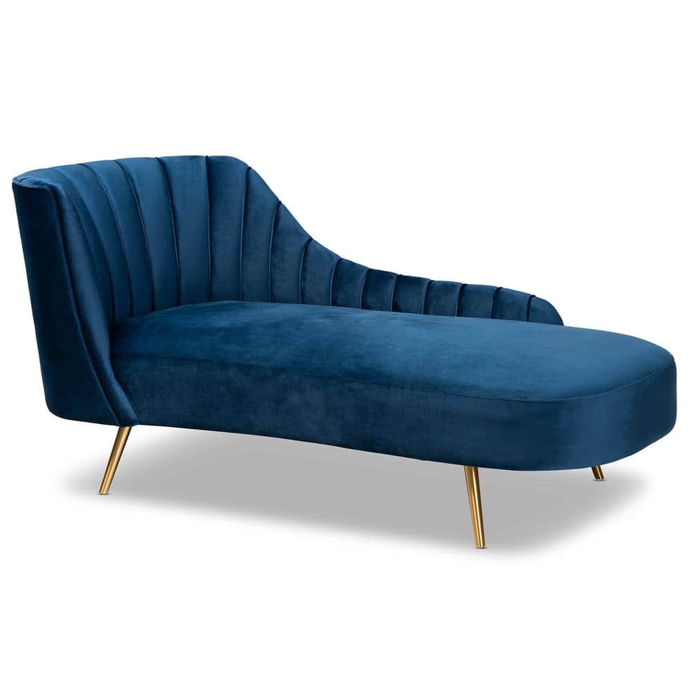Baxton Studio Kailyn Navy Blue and Gold Chaise 174-11025-HD - The Home ...