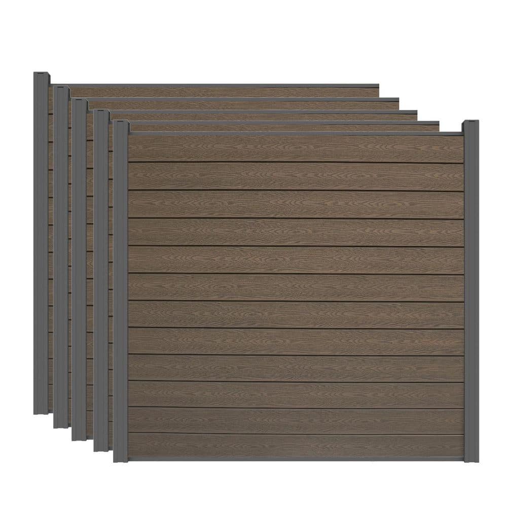 LH EP Complete Kit 6 ft. x 6 ft. Embossed Brown WPC Composite Fence ...