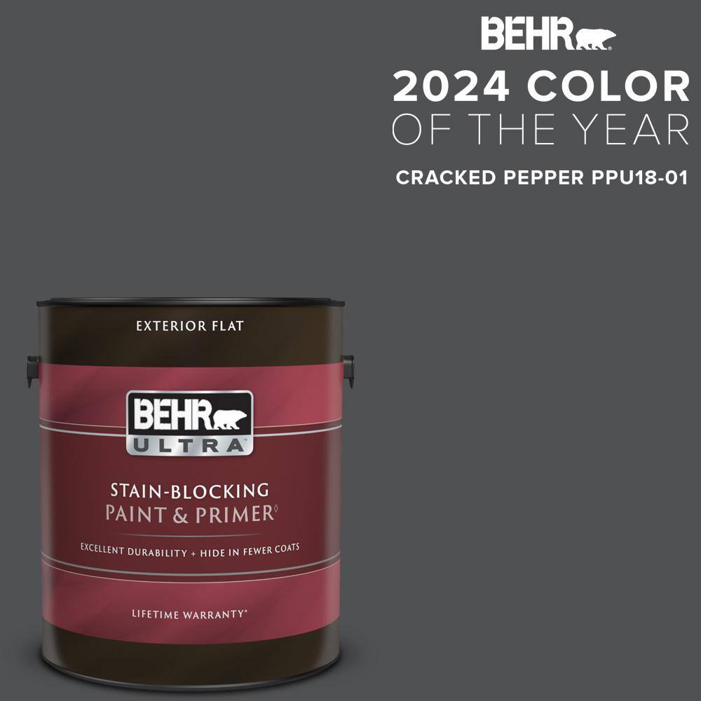 BEHR ULTRA 1 gal. #PPU18-01 Cracked Pepper Flat Exterior Paint & Primer ...