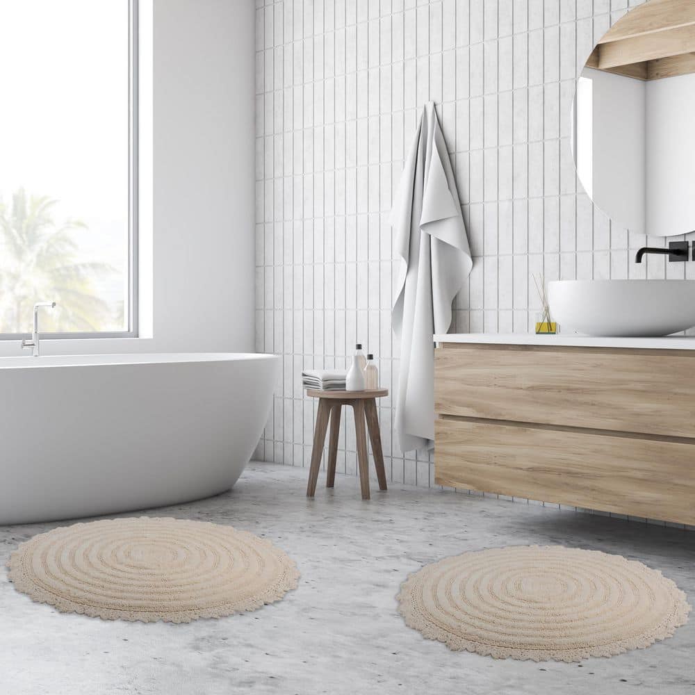 Lavish Home White Ivory 2-Piece Cotton Bath Mat Set HT-BATH4-IVY - The ...