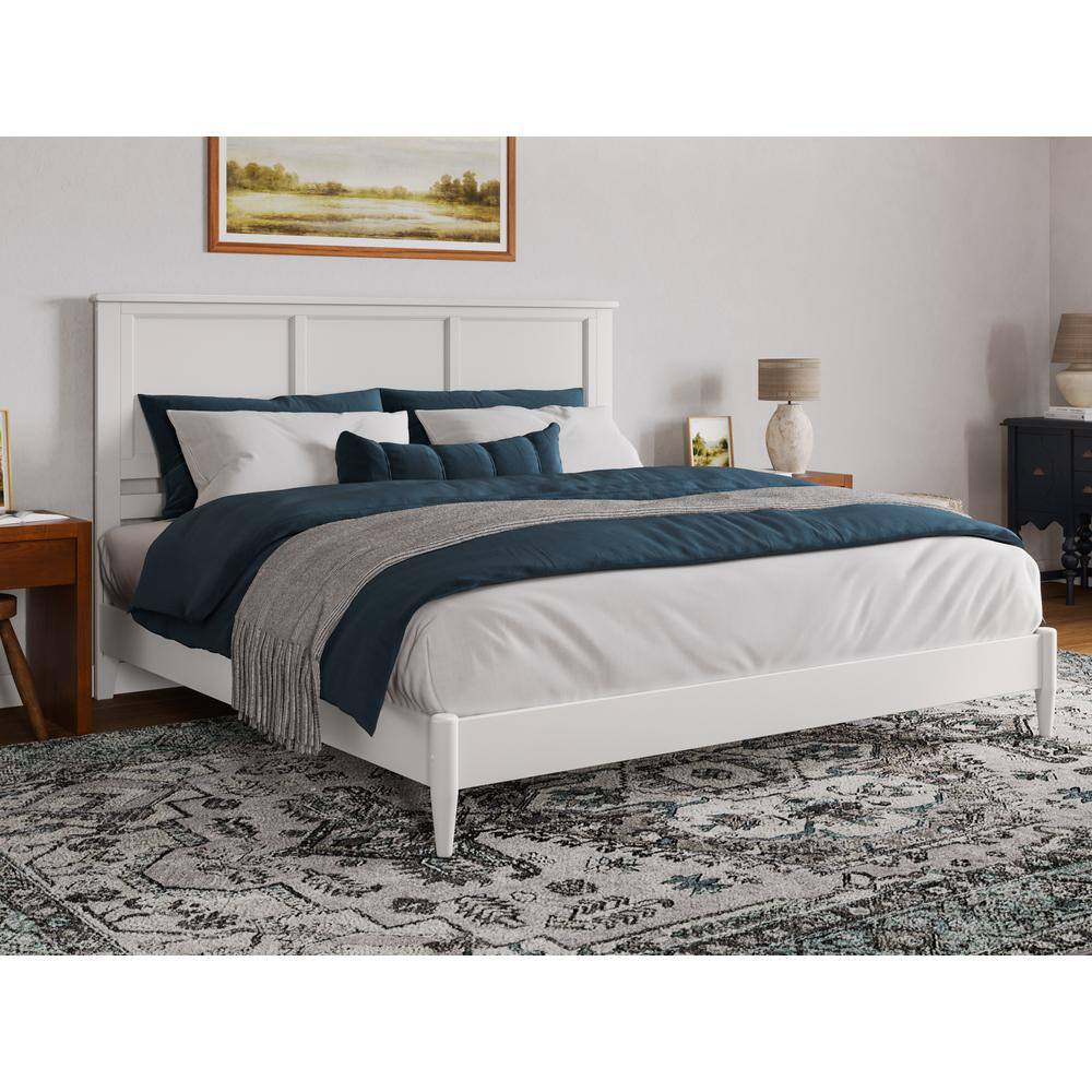 AFI Charlotte White Solid Wood Frame King Low Profile Platform Bed ...