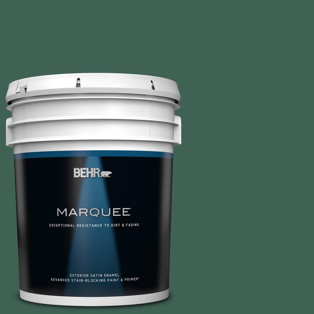 BEHR MARQUEE 5 gal. #M430-7 Green Agate Satin Enamel Exterior Paint ...