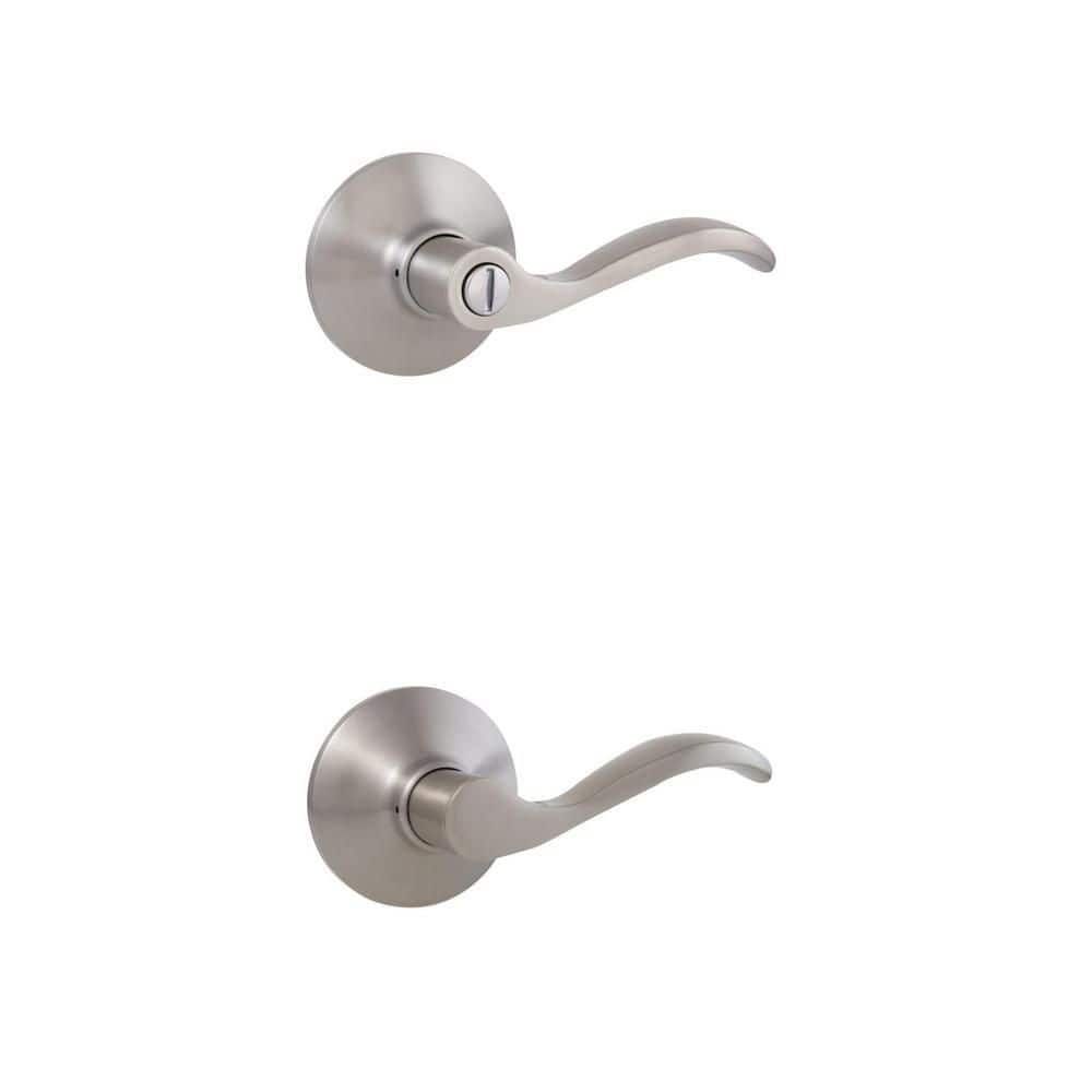 Defiant Naples Satin Nickel Bed/Bath and Hall/Closet Door Lever Combo ...