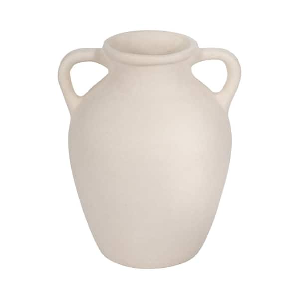 Liv & Skye 12 in. Ivory Ceramic With Handles Decorative Vase 18254-03 ...