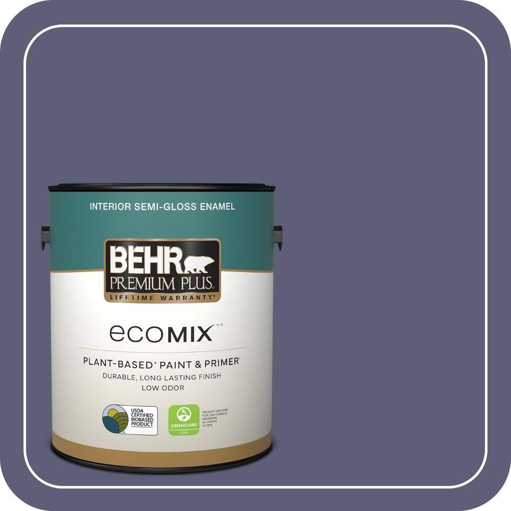 BEHR PREMIUM PLUS 1 gal. #S560-6 Blue Blood Semi-Gloss Enamel EcoMix ...