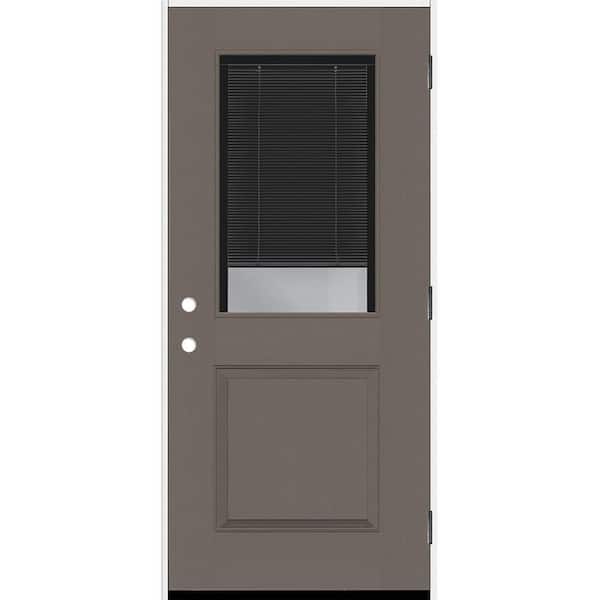 Steves & Sons Legacy 36 in. x 80 in. 1/2 Lite Clear Glass NoirMiniblind ...