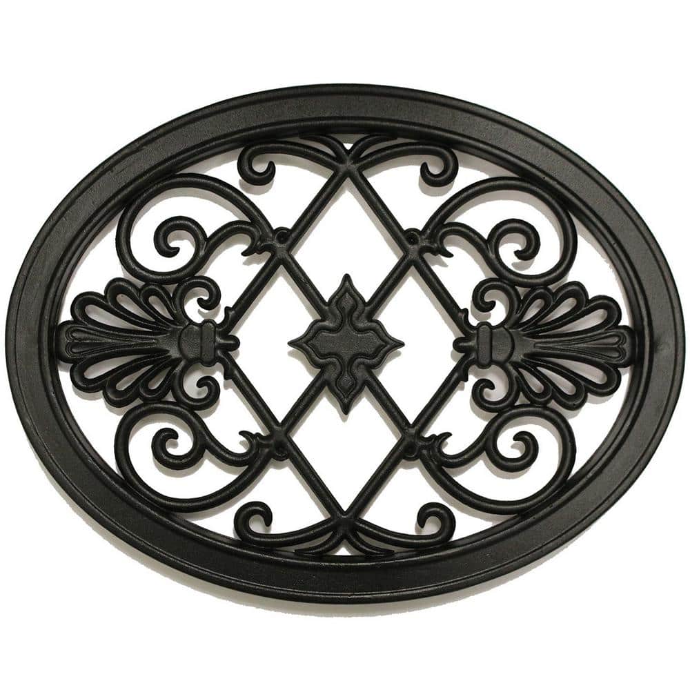 NUVO IRON 13 in. x 17 in. Oval Black Cast Aluminum Fence and Gate ...