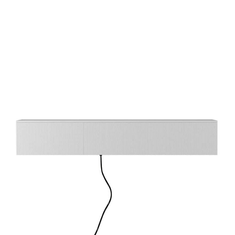 GOGEXX 69 in. W x 11.8 in. D White MDF Wood Floating TV Stand Shelves ...