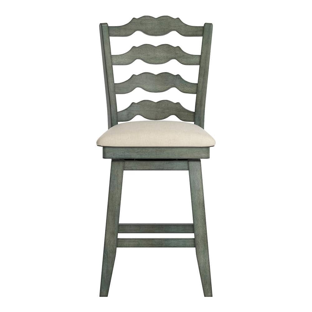 HomeSullivan 24 in. H Antique Sage French Ladder Back Swivel Chair with ...