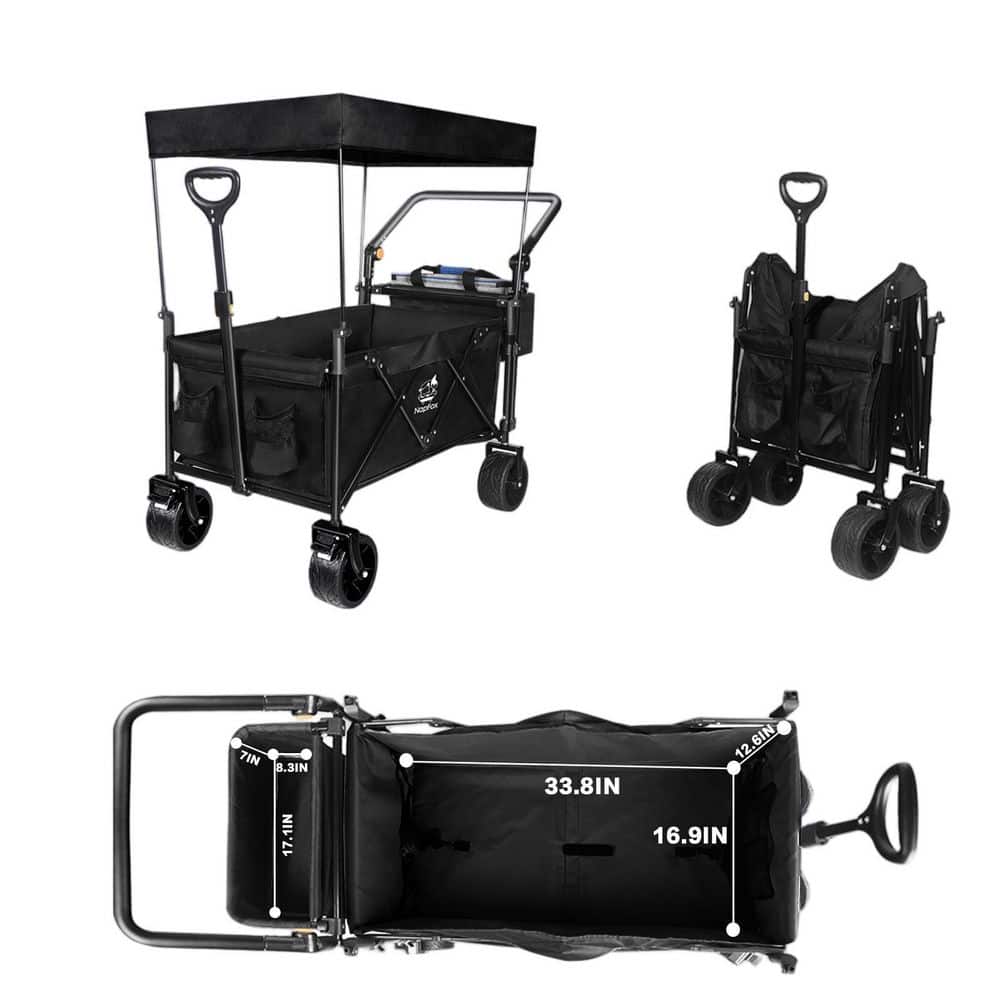 CASTNOO Collapsible Wagon 140L Wagons Carts Foldable with Removable ...