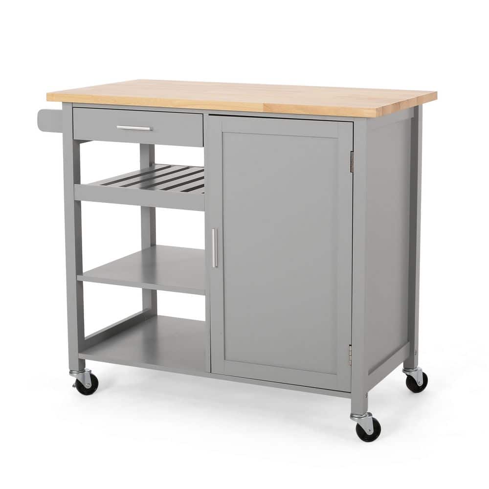 Rolling Kitchen Cart with Drawer, Three Open shelves and Towel Rack in ...