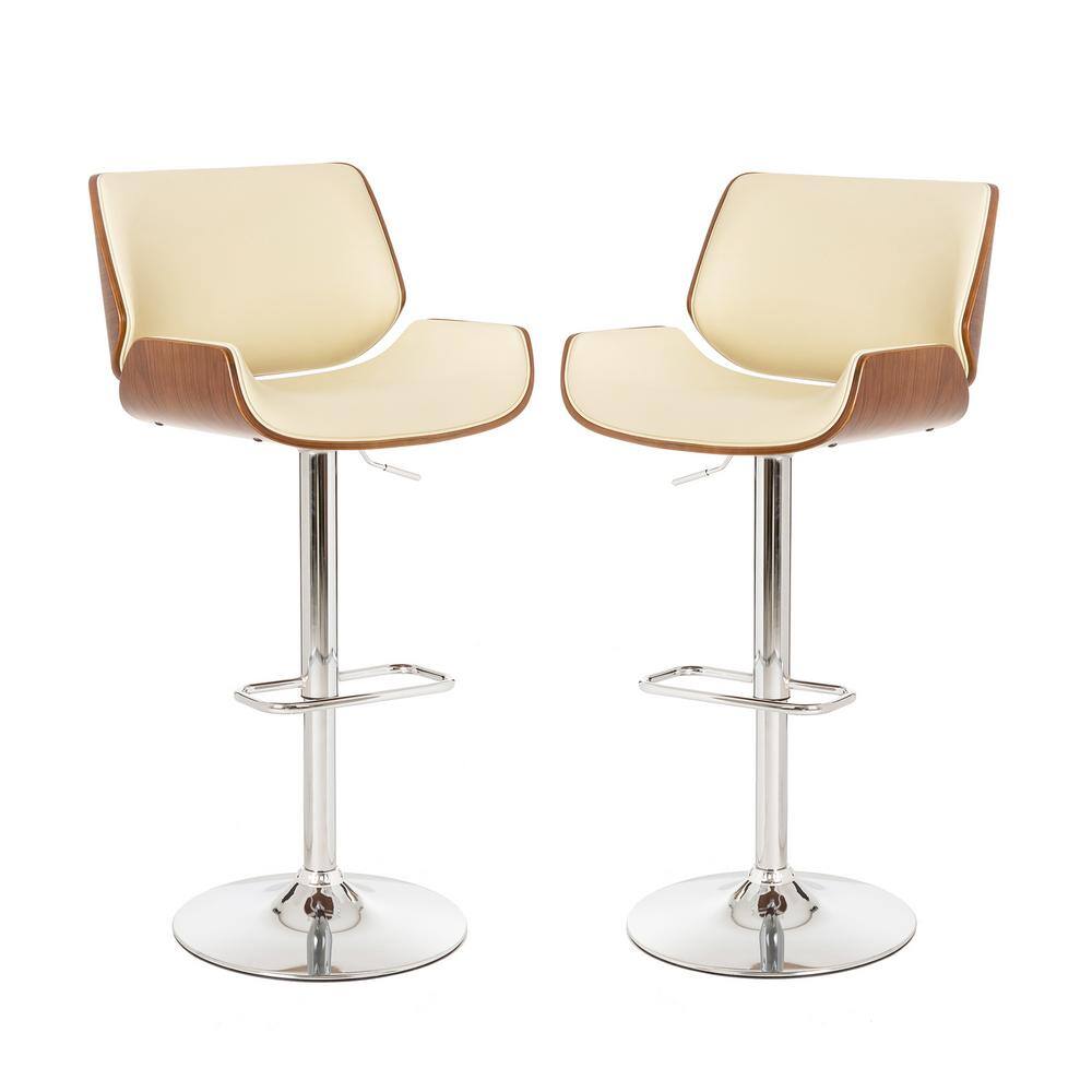 Glitzhome 45.7"H Mid-century Modern Beige Adjustable Height Swivel Bar ...