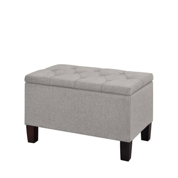 HomeFare Glacier Gray Hinged Top Storage Bench w/Diamond Tufted Seat ...