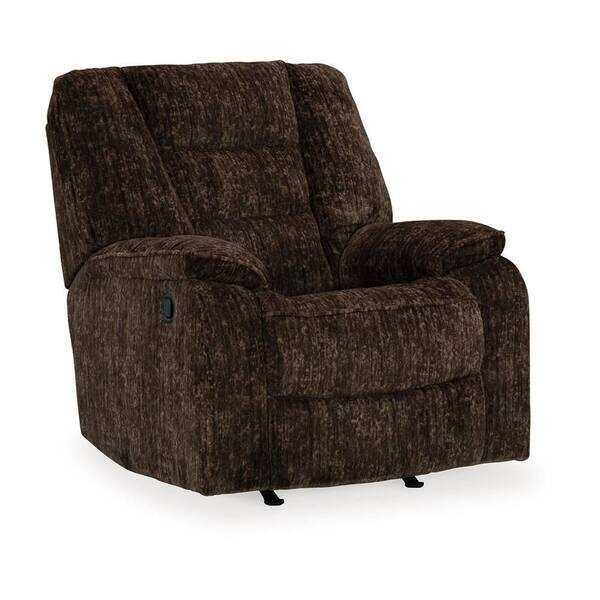 Benjara Enzo Chocolate Brown Polyester Rocker Power Recliner Chair ...