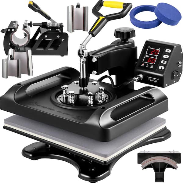 VEVOR 12 in. x 15 in. Upgrade Heat Press Machine 8 in 1 Combo Multifunctional Sublimation Shirt Printing Machine Black TJBYXKHSP8001E2MZV1