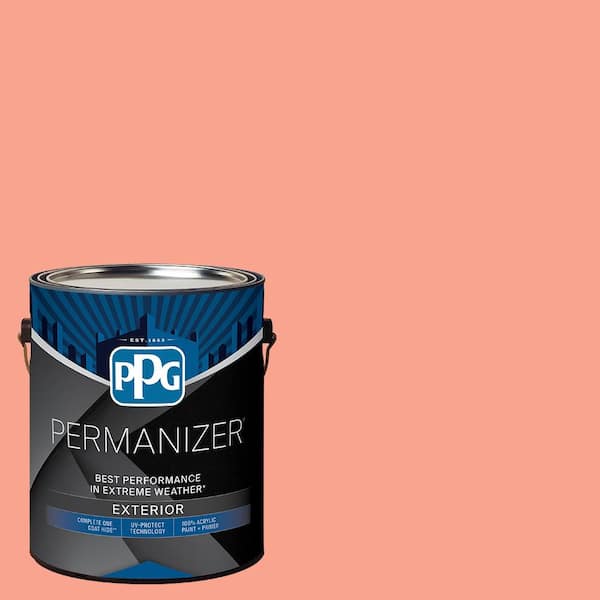 PERMANIZER 1 gal. Coral Serenade Flat Exterior Paint PPG1193-5PZ-01F ...