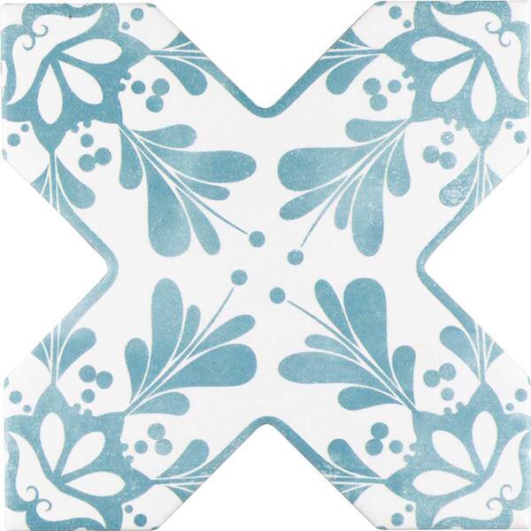Apollo Tile Siena 5.35 in. x 5.35 in. Matte Green Ceramic Cross-Shaped ...