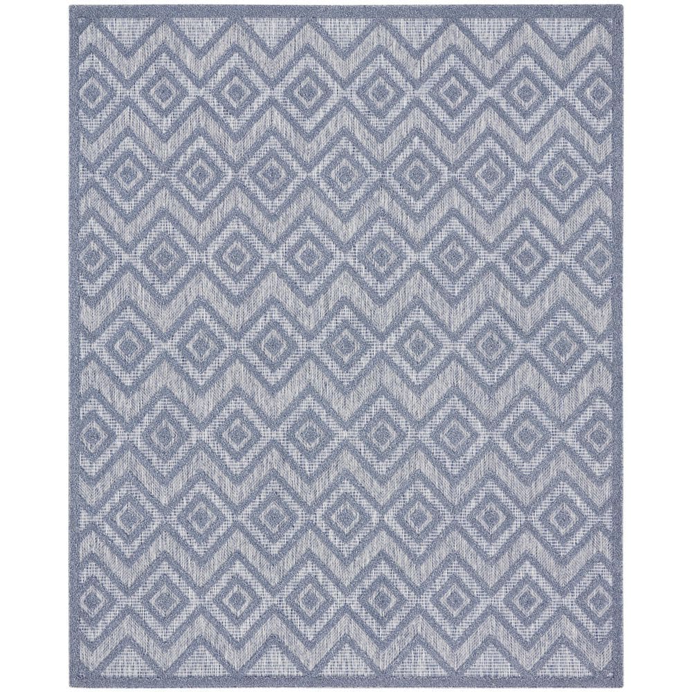 Nourison Versatile Denim Blue 9 ft. x 12 ft. Diamond Contemporary Area ...