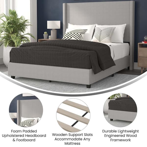TAYLOR LOGAN Gray Wood Frame Queen Platform Bed PL 503990 TAYLH The Home Depot