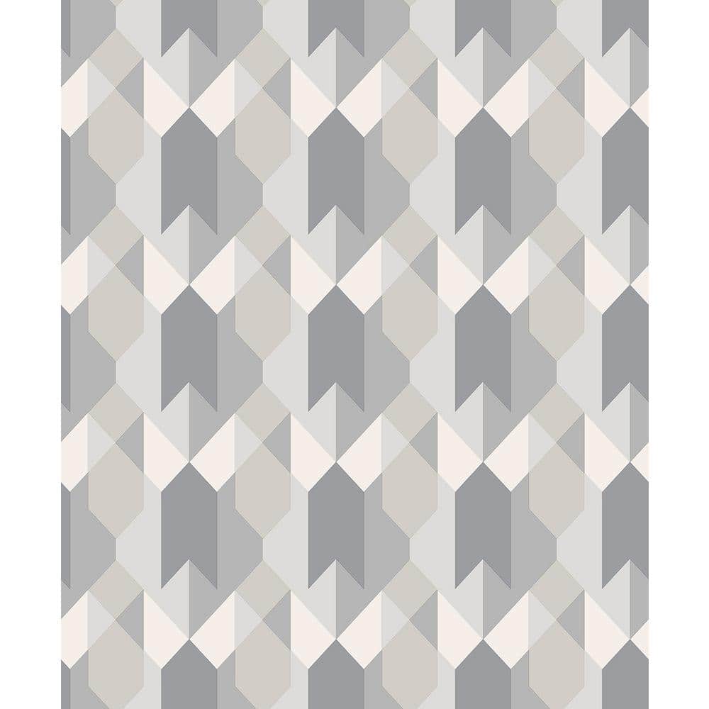 Coloroll Copenhagen Grey Geometric Peelable Wallpaper (Covers 56.4 sq ...