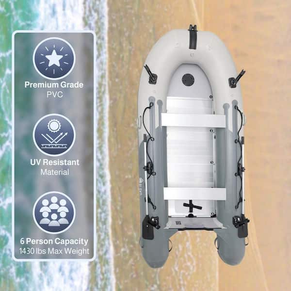 ALEKO Inflatable Fishing Boat - Aluminum Floor - Light and Dark Gray ...