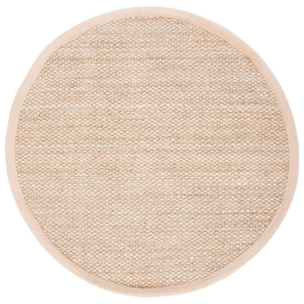 SAFAVIEH Natural Fiber Beige 6 ft. x 6 ft. Woven Border Round Area Rug ...