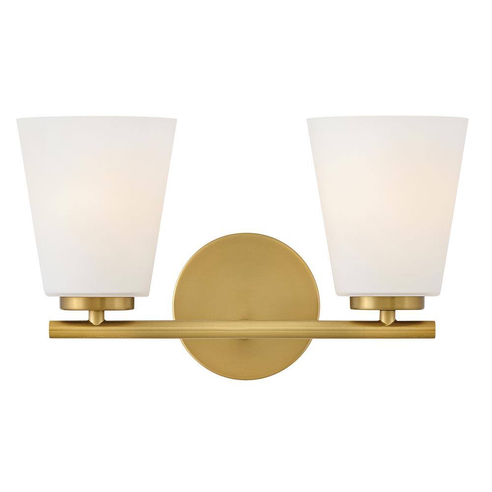 LARK Bri 15.0 in. 2 Light Lacquered Brass Vanity Light 85422LCB - The Home Depot