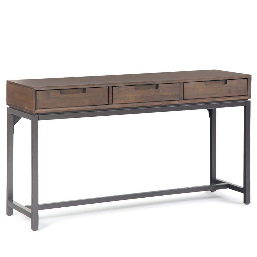 Simpli Home Banting Solid Hardwood and Metal 54 in. Wide Industrial ...