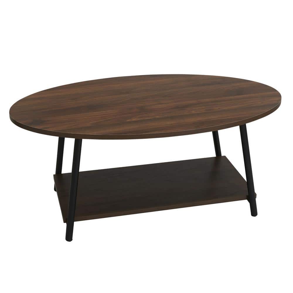 HOUSEHOLD ESSENTIALS 39 .4 in. L Brown 16.3 in. H Round Wood Top Coffee ...