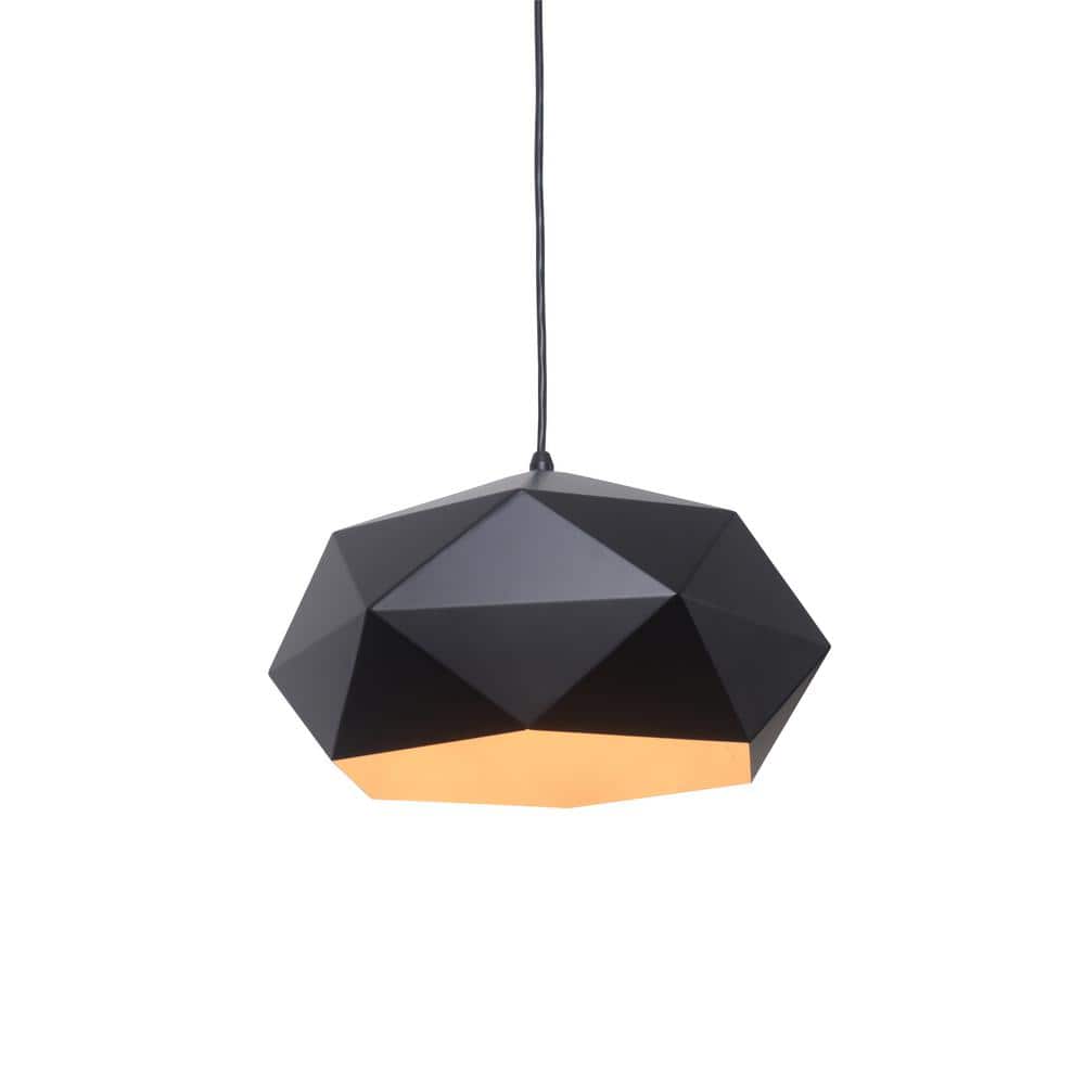 Manor Brook Mera 100-Watt 1-Light Pendant Light with Black Shade ...