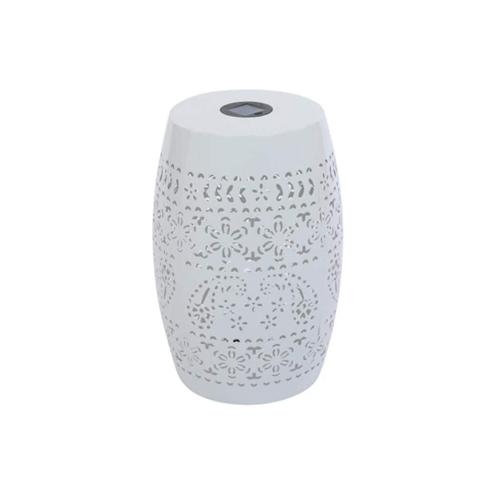 Solar Hollow Pattern Metal Outdoor Decorative Stool Courtyard Terrace ...