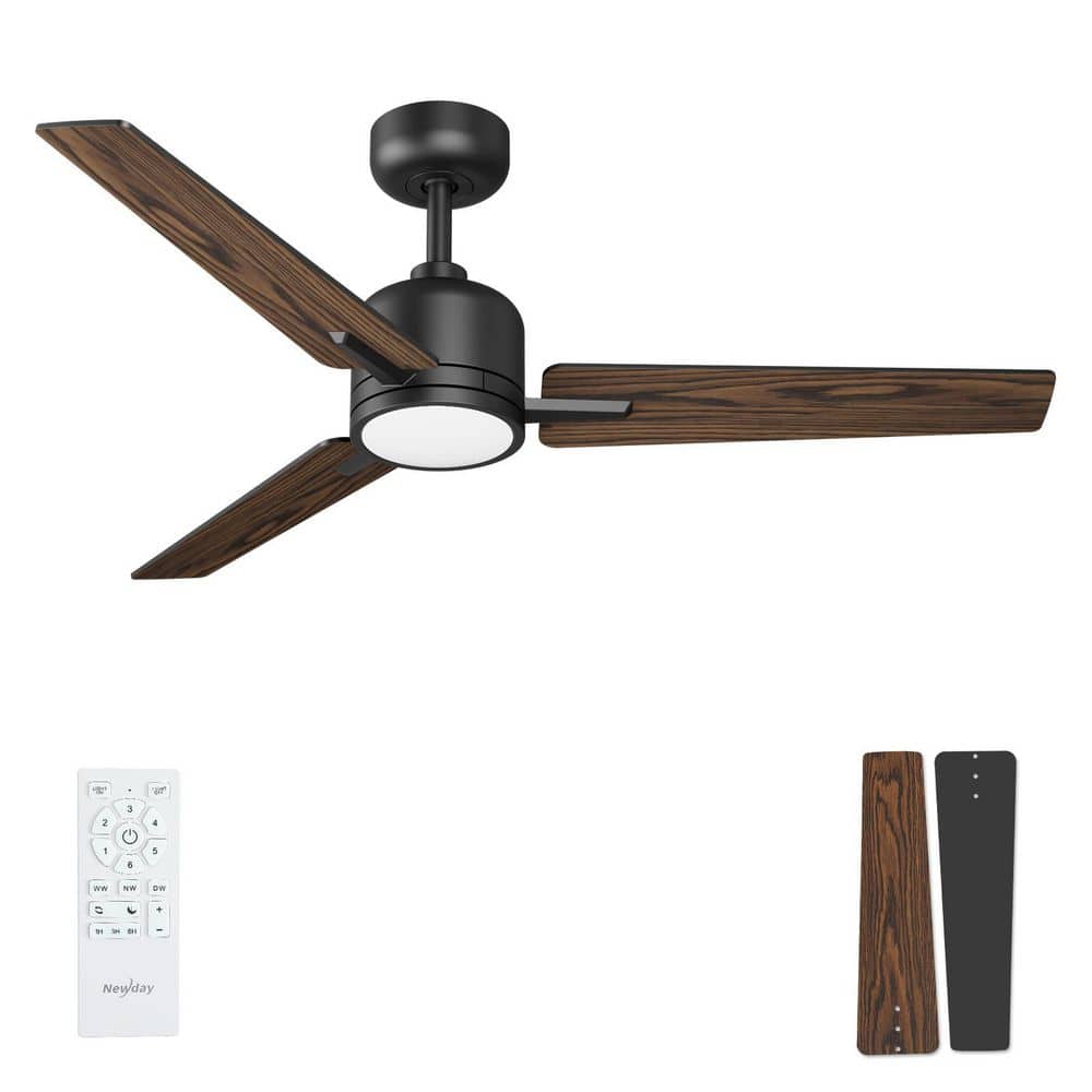 ZXXC 52 in. Indoor/Outdoor Black Downrod Mount Ceiling Fan with ...