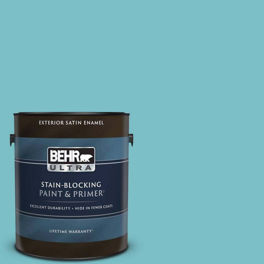 BEHR ULTRA 1 gal. #M460-4 Pure Turquoise Satin Enamel Exterior Paint ...