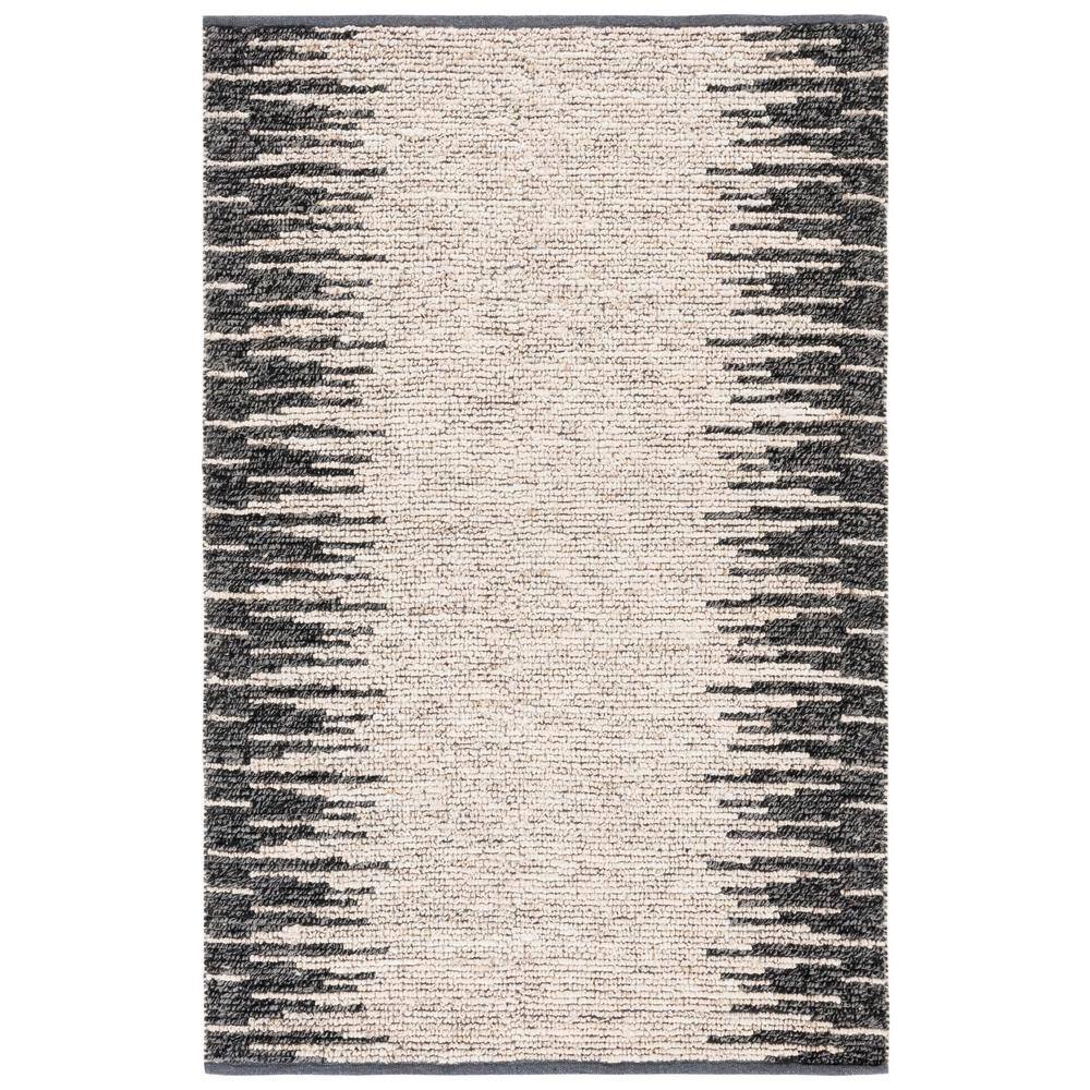 SAFAVIEH Natural Fiber Bleach/Black 6 ft. x 9 ft. Transition Marle Area ...