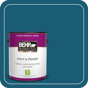 BEHR PREMIUM PLUS 8 oz. #540D-7 Deep Blue Sea Satin Enamel Interior ...